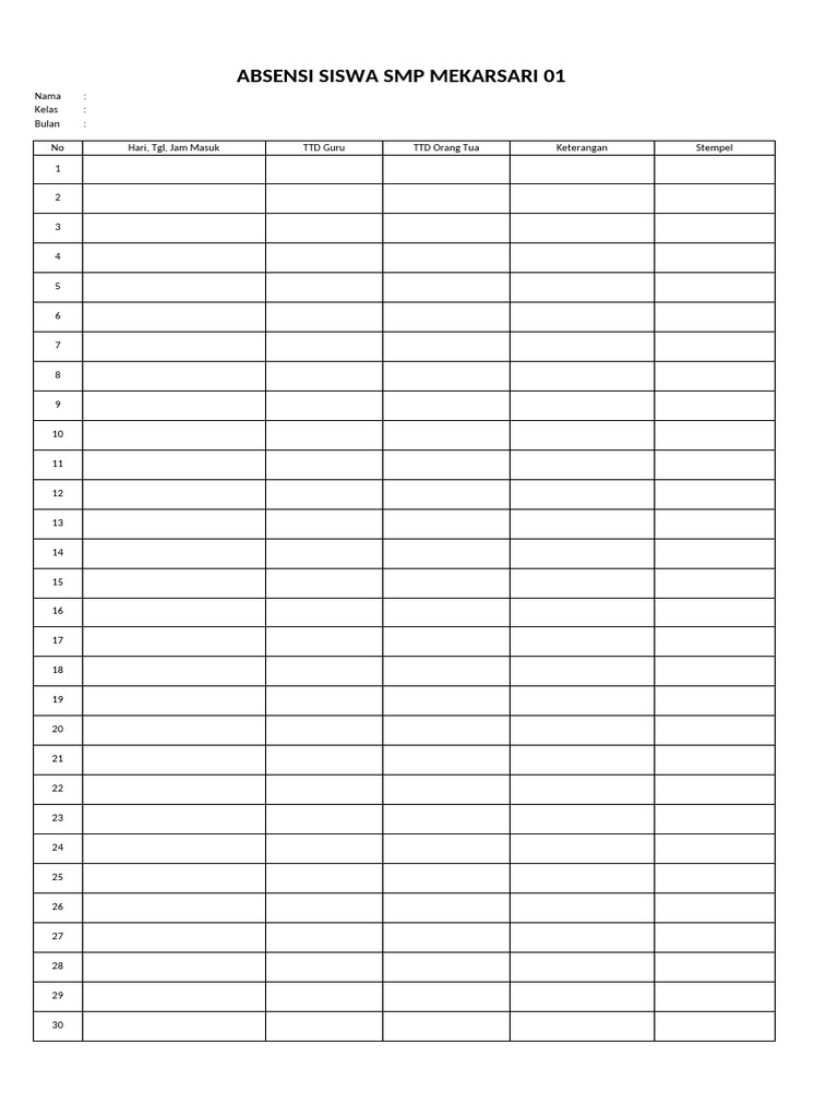 Absensi Siswa SMP | PDF