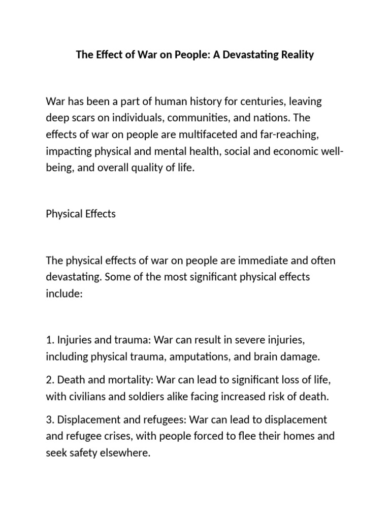Impact of War on People: A Comprehensive Overview | PDF | Psychological ...