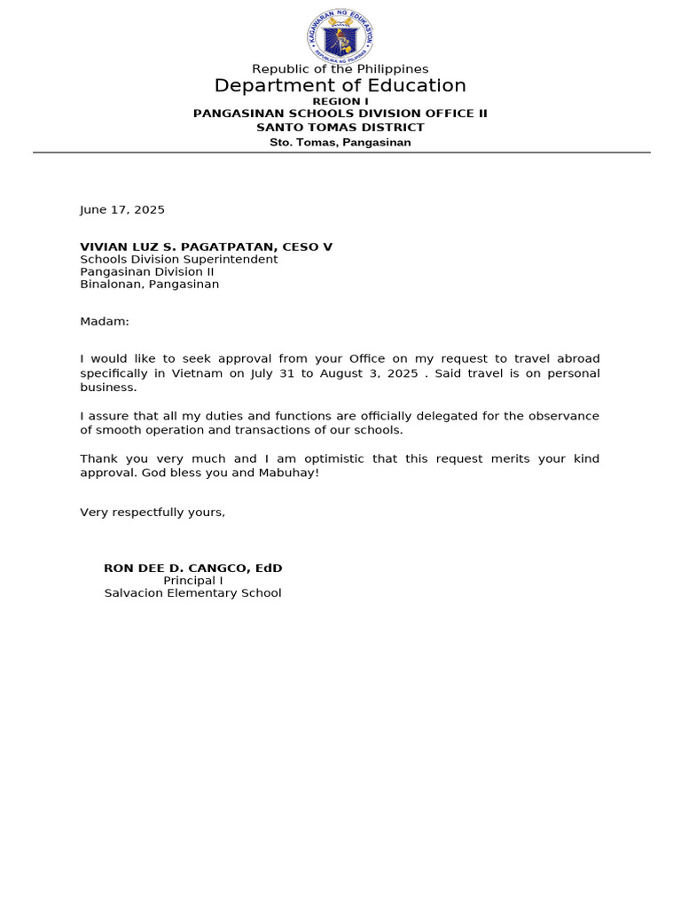 Letter On Intent Travel Abroad | PDF