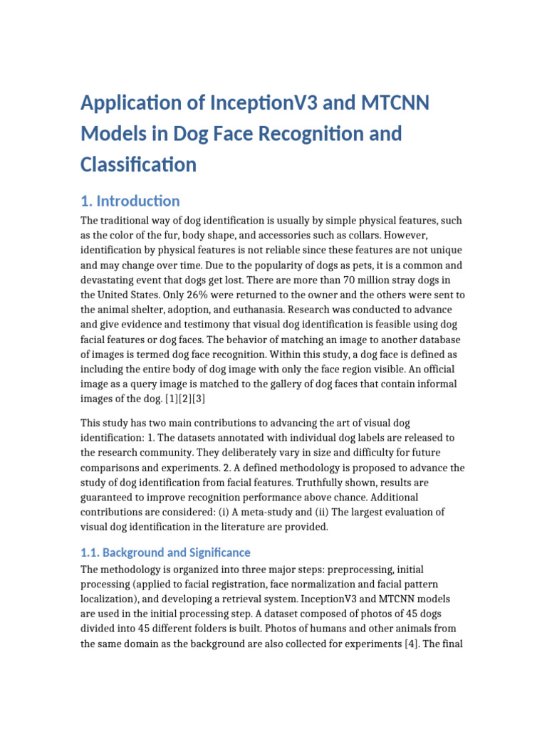 Application of InceptionV3 and MTCNN Models in Dog Face Recognition and ...
