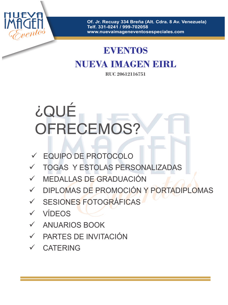 Proforma de Eventos Nueva Imagen EIRL-2025 - MAESTRIA - 20 Graduandos | PDF