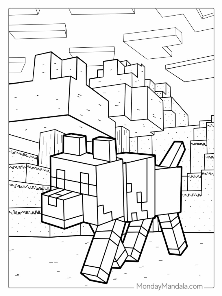 Cute Minecraft Wolf Coloring For Kids | PDF