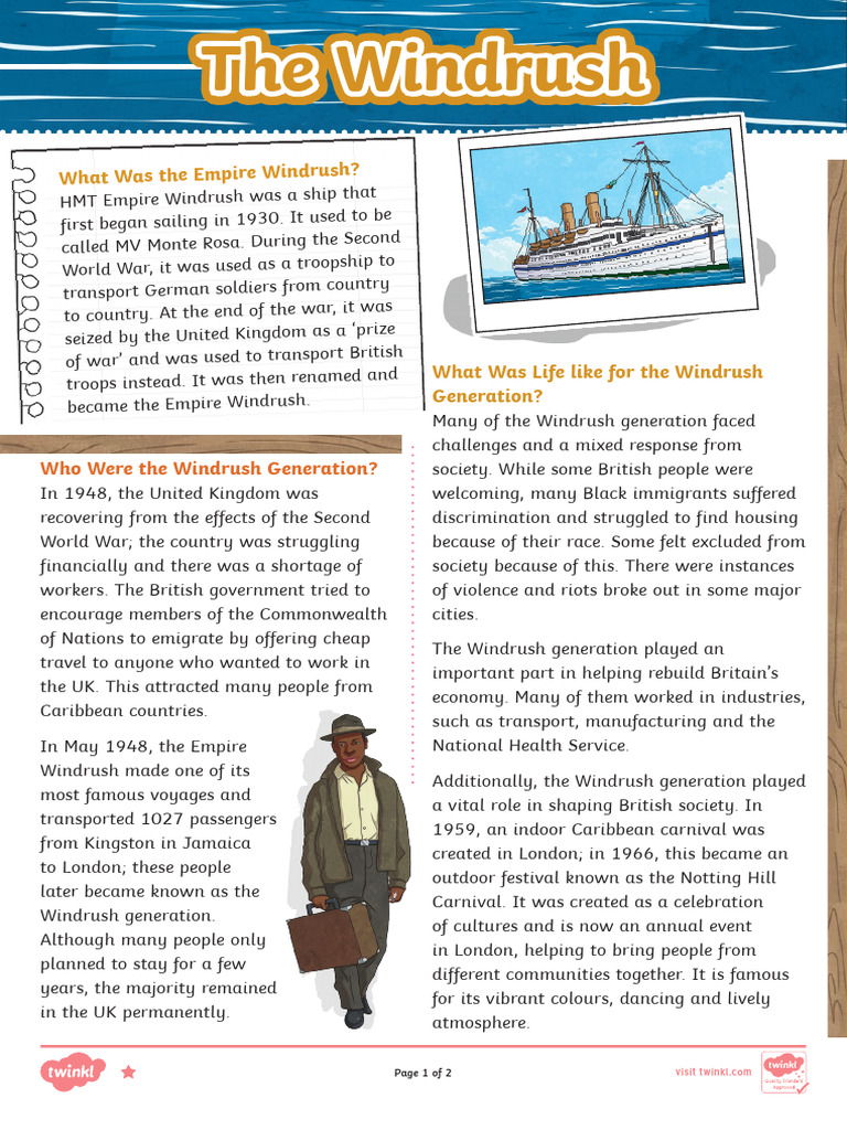 The Windrush Comprehension | PDF