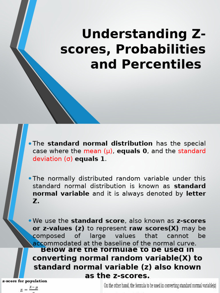 Understanding Z-scores, Probabilities and Percentiles | PDF | Normal ...