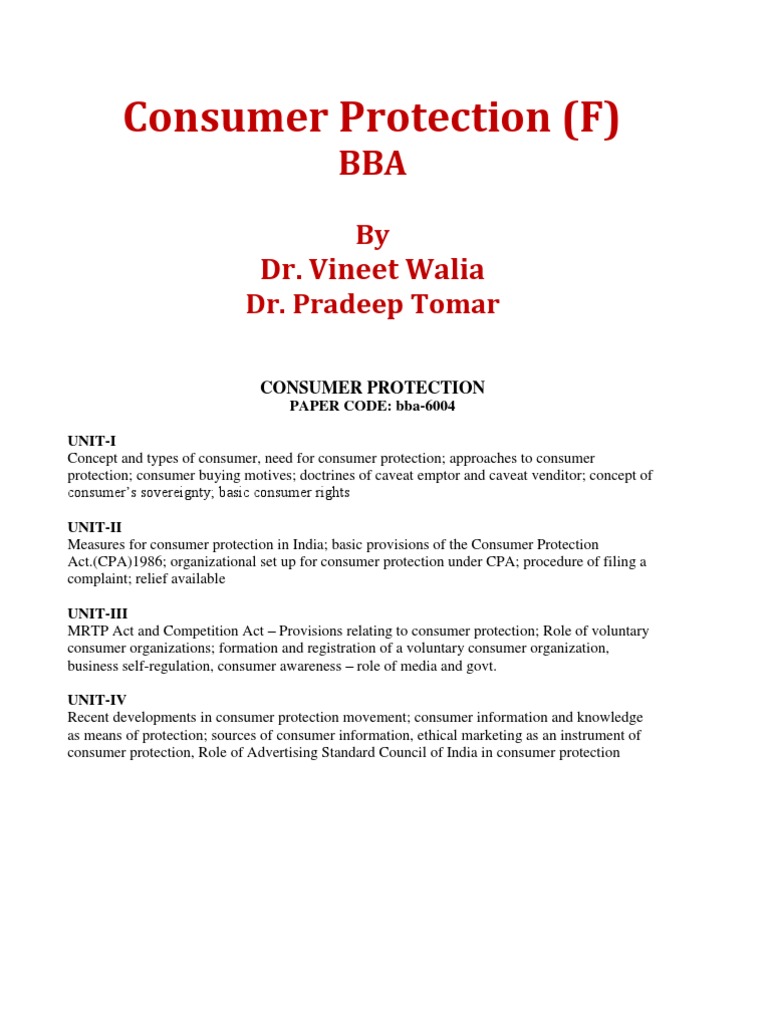 Bba-Consumer Protection (Final) | PDF | Consumer Protection | Business