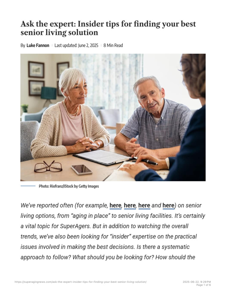 Insider Tips for Choosing Senior Living | PDF | Assisted Living | Nursing