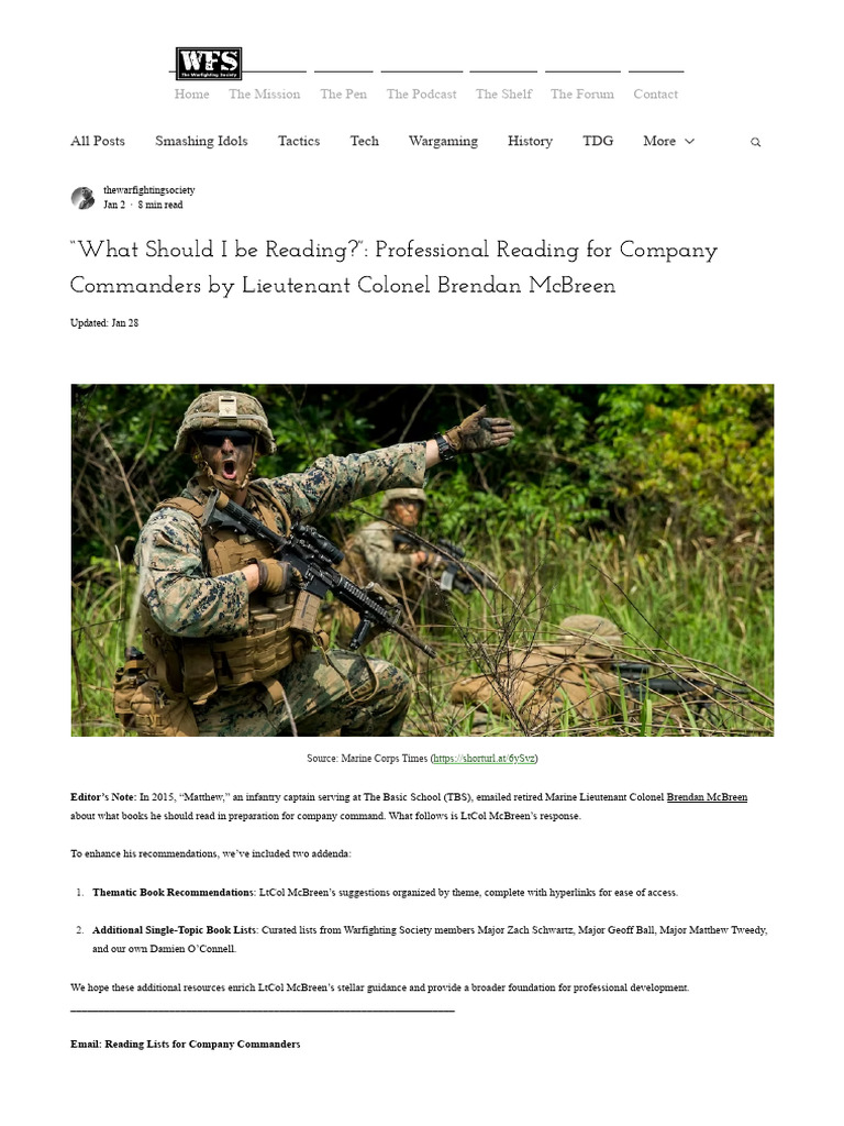 Reading List for Company Commanders | PDF | Military Science | Military ...