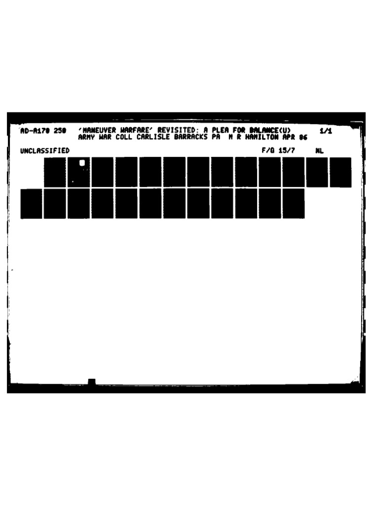 Maneuver Warfare Revisited A Plea For Balance - 1986 | PDF | Blitzkrieg ...