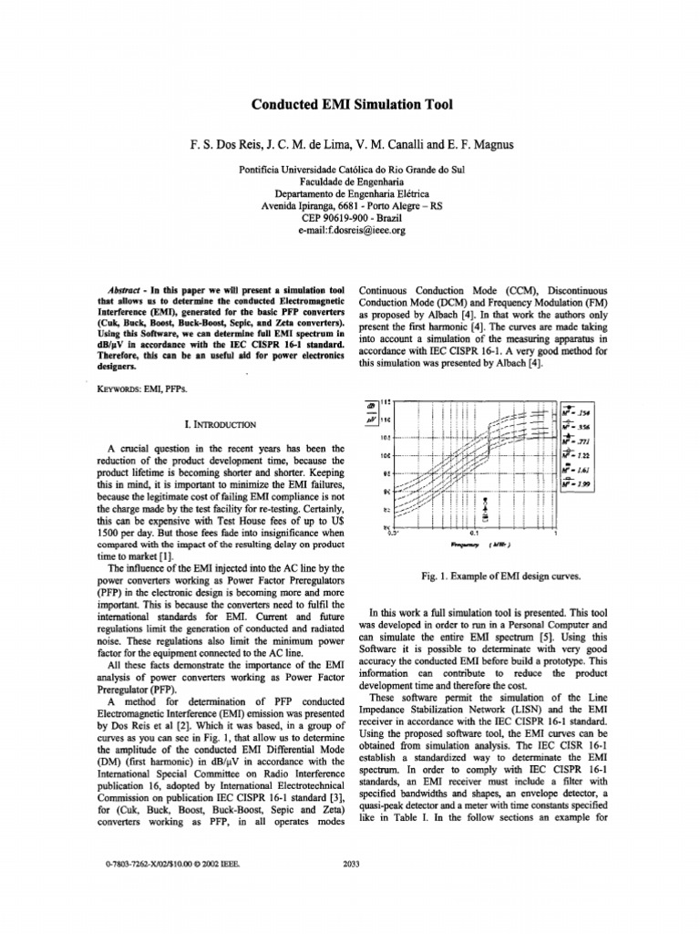 Conducted EMI Simulation Tool: F. Dos Reis, J. C. M. de Lima, V. M. Canalli E. F. Magnus | PDF ...