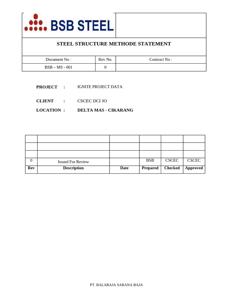 Methode Statement Steel Structure-English Rev.1 | PDF | Welding ...