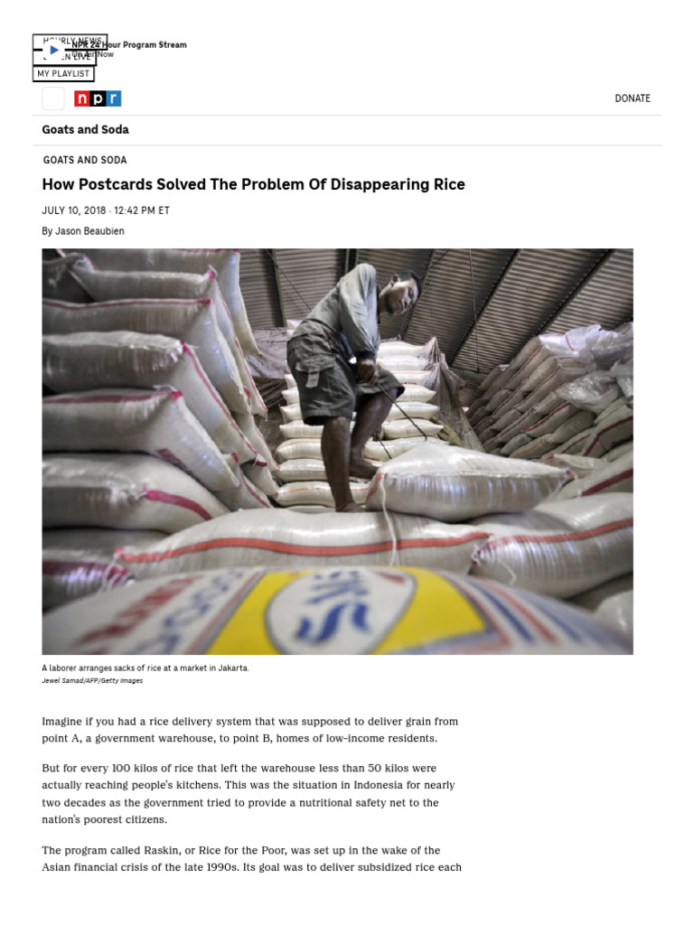 How Could Indonesia Make Sure Subsidized Rice Was Really Getting To ...