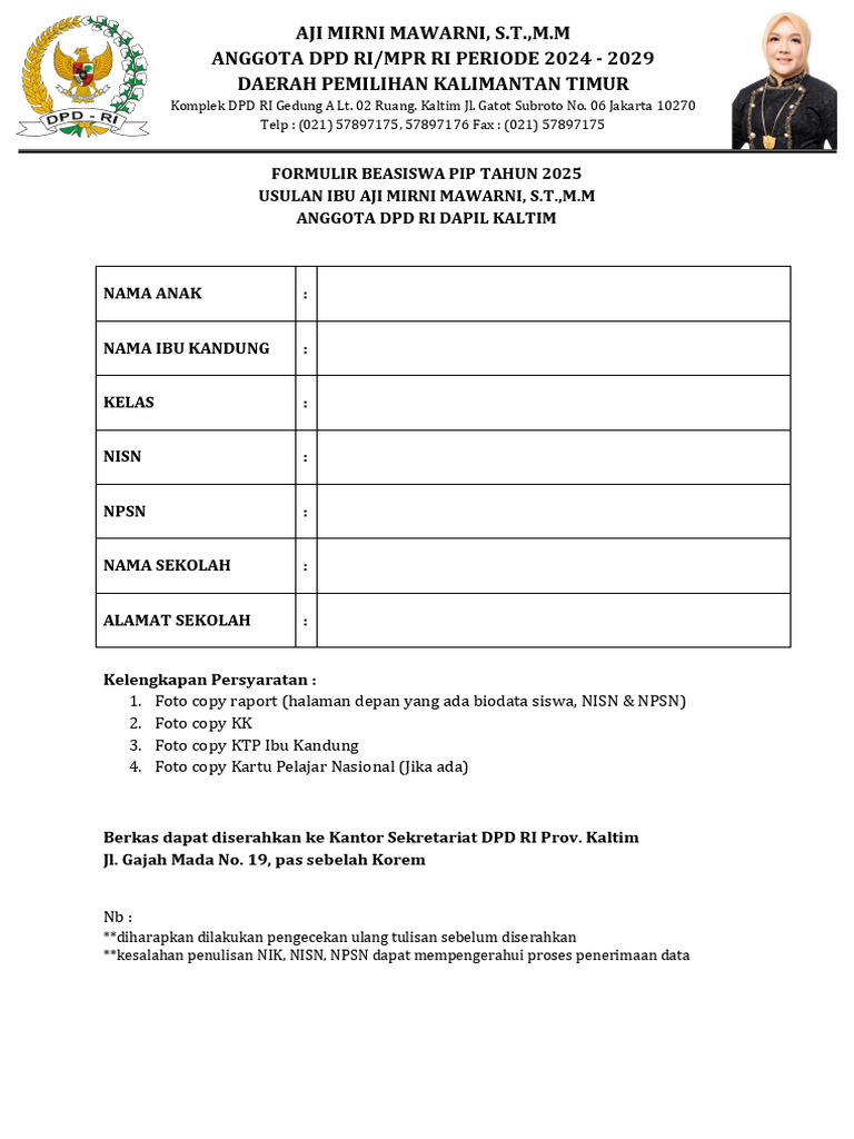 Formulir Beasiswa Pip Amm 2025-1 | PDF