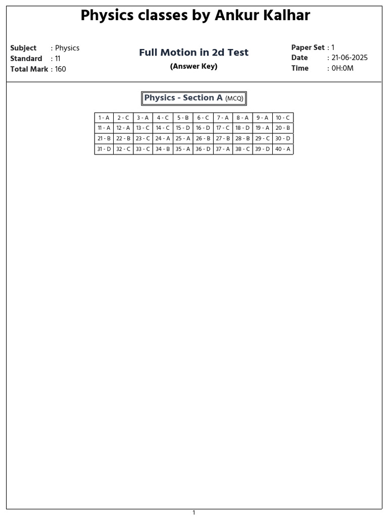Full Motion in 2d Test 1750523901 | PDF | Acceleration | Velocity