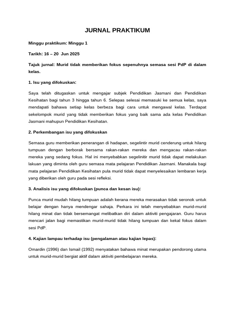 Pf1 Jurnal Minggu 1 | PDF