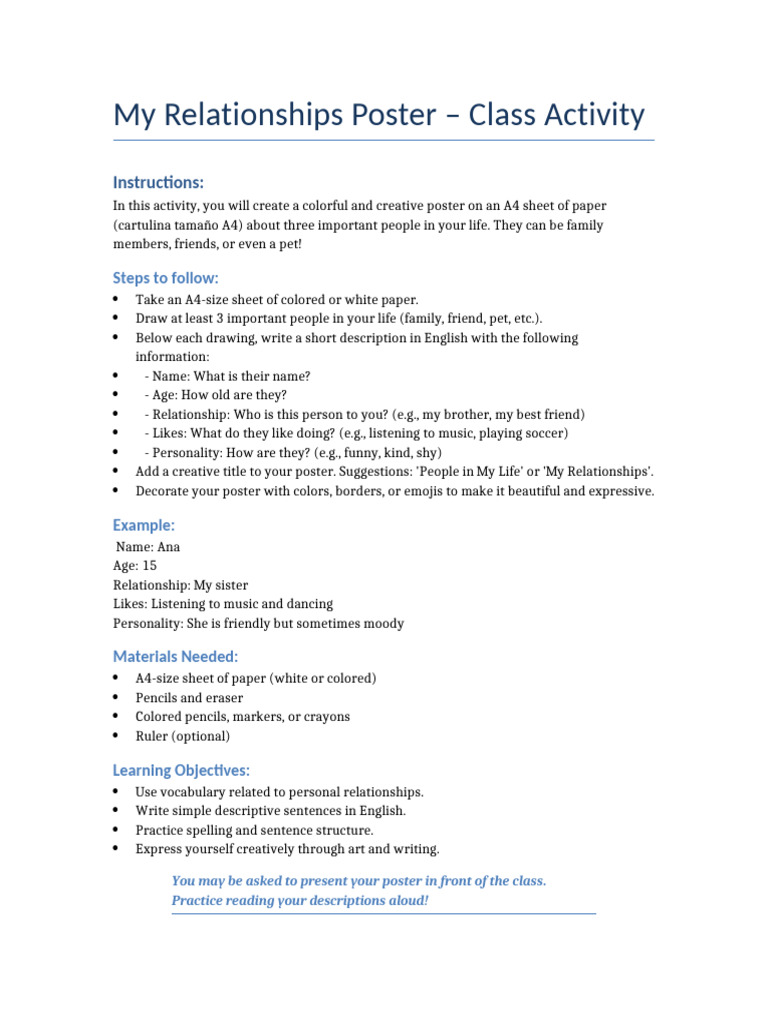 My Relationships Poster Activity | PDF