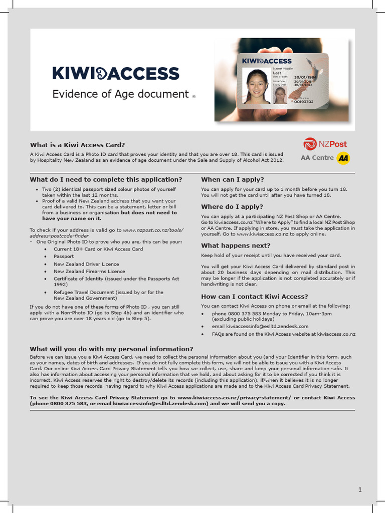 Kiwi Access Card Application Guide | PDF | Identity Document ...