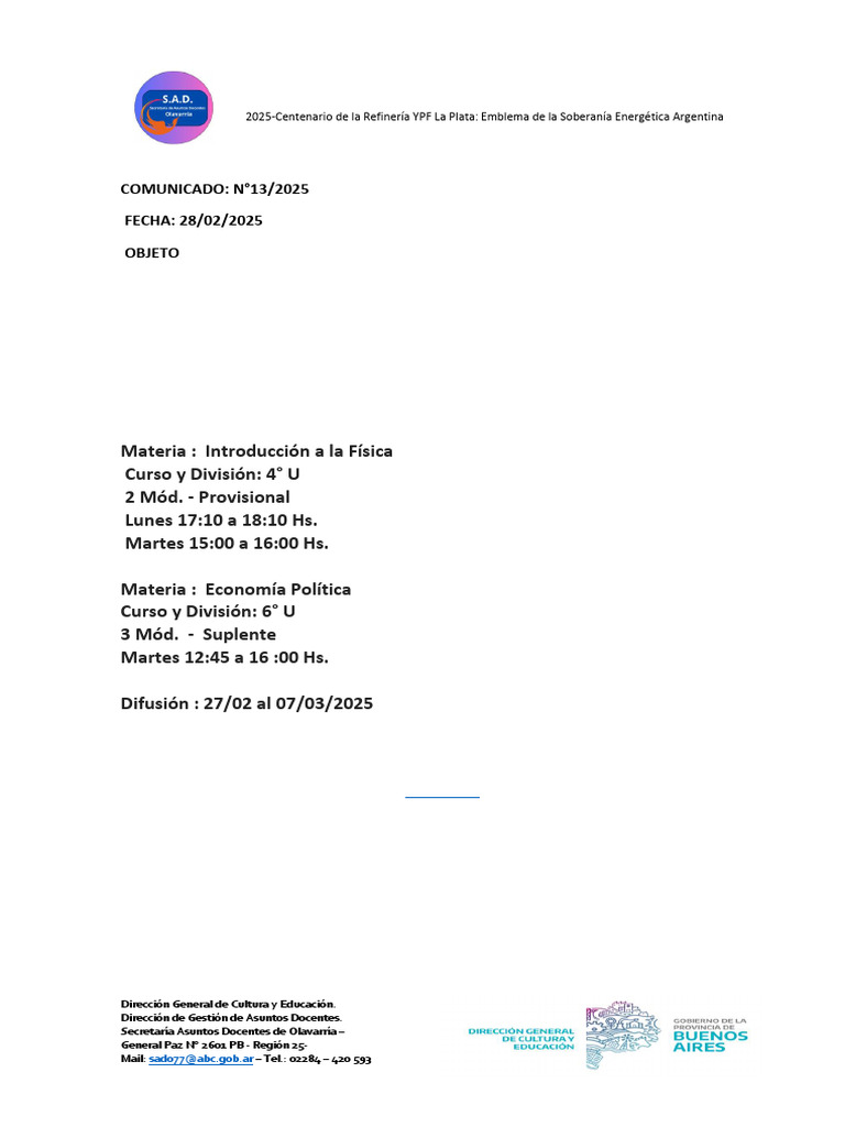 Comunicado #13 - 0 | PDF