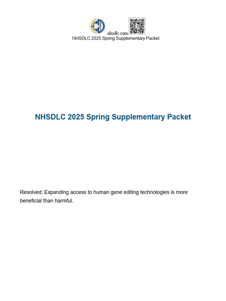 NHSDLC 2025 Spring Supplementary Packet | PDF | Nucleic Acids ...