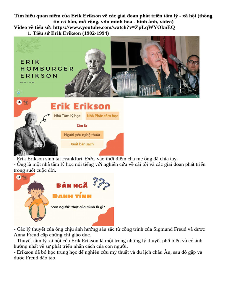 Tìm hiểu quan niệm của Erik Erikson về các giai đo. | PDF