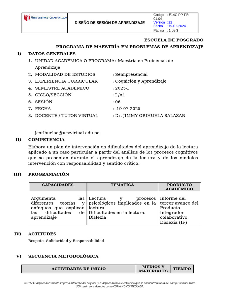 Sesión 6 Cognición Y Aprendizaje 2025 Pdf Aprendizaje Diseño