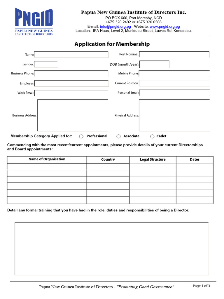New Membership Application Form Amended (1) | PDF | Papua New Guinea ...