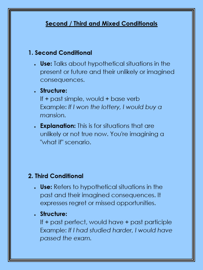 Second Third and Mixed Conditionals | PDF