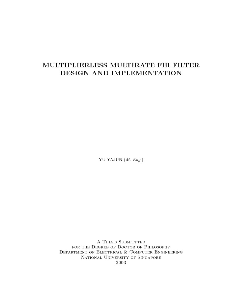 47 Multiplierless Multirate FIR Filter Design and Implementation | PDF | Filter (Signal ...