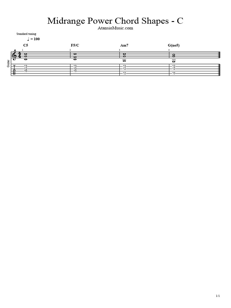 Midrange Power Chord Shapes - C | PDF