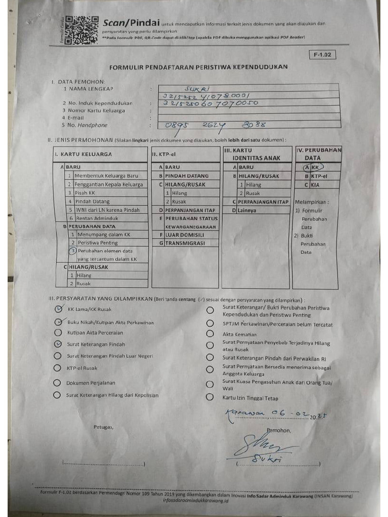 Form Pendftran Peristiwa Pendudukan | PDF