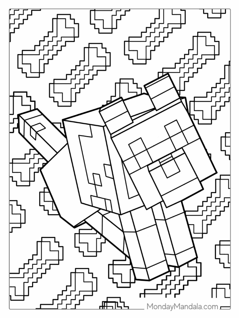Cute Minecraft Dog Coloring Sheet | PDF