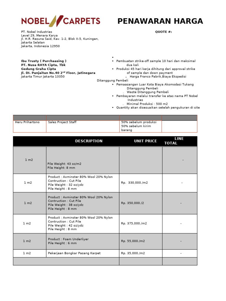 Penawaran Ibu Trusty PT - NRC | PDF