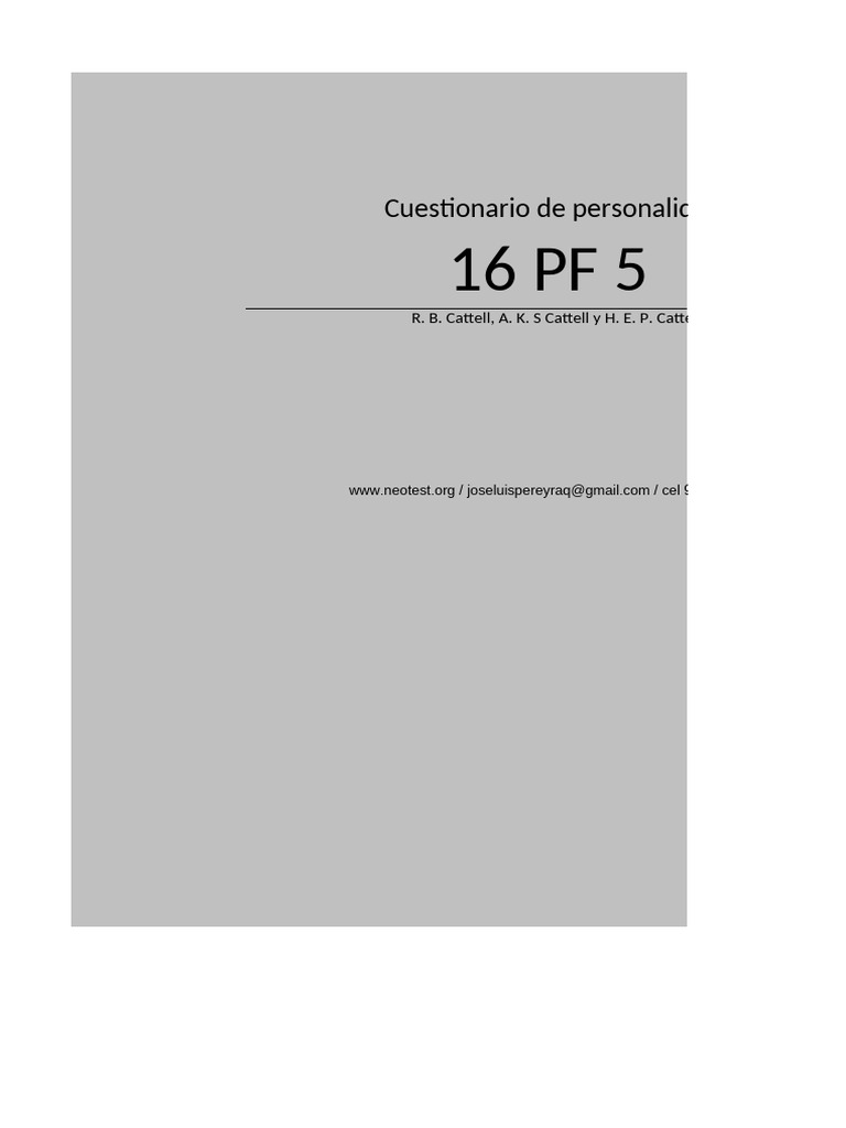 Cuestionario de Personalidad 16 PF 5 | PDF | Humor | Conceptos psicologicos