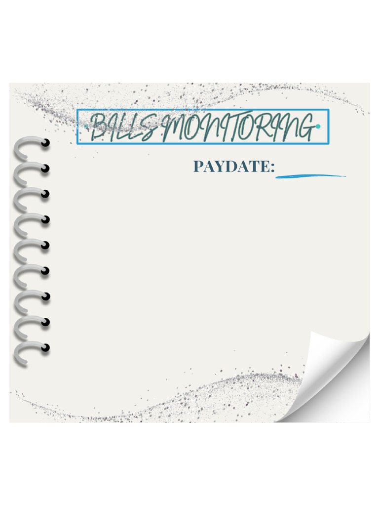 Bills Monitoring Sticky Pad | PDF