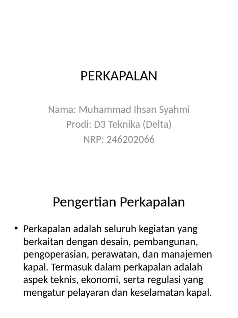 Perkapalan Muhammad Ihsan Syahmi | PDF