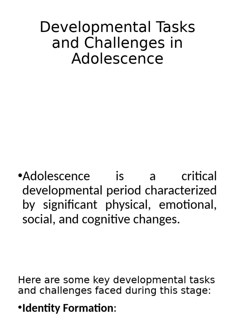 Developmental Tasks and Challenges in Adolescence | PDF | Adolescence | Behavioural Sciences