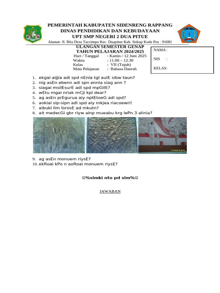 7 Pas Genap Bhs - Daerah 2025 | PDF