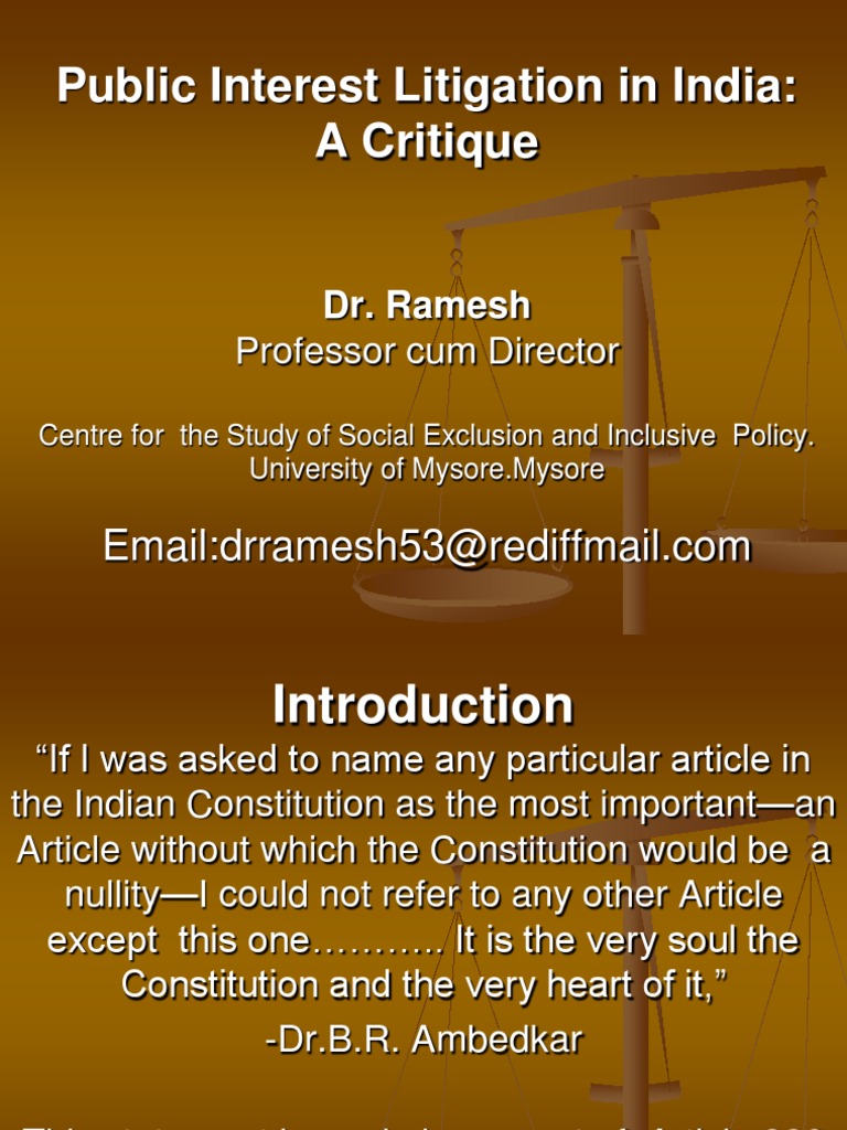 Public Interest Litigation in India | PDF | Constitution | Act Of ...