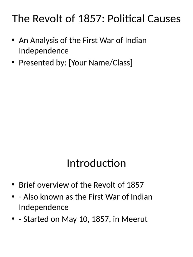Revolt of 1857 Political Causes | PDF