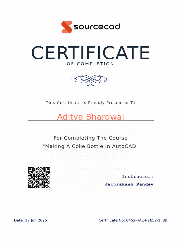 Makign A Coke Bottle in Autocad Certificate 1 | PDF