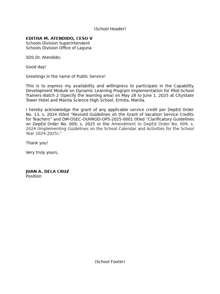 Dynamic Learning Program Training Notice | PDF