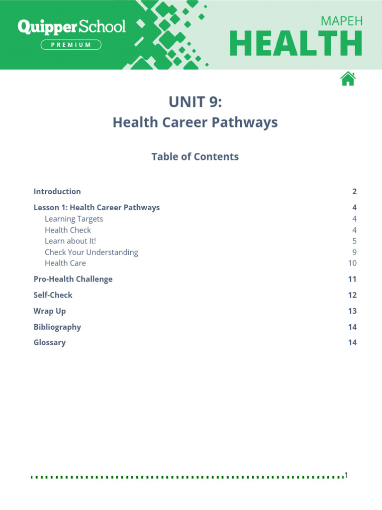 Final - Health 10.9 - Health Career Pathways, 1 Lesson | PDF | Health ...