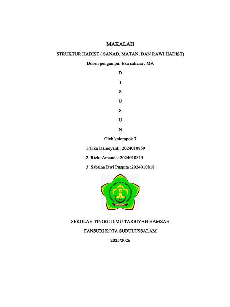 Struktur Hadis: Sanad, Matan, Rawi | PDF
