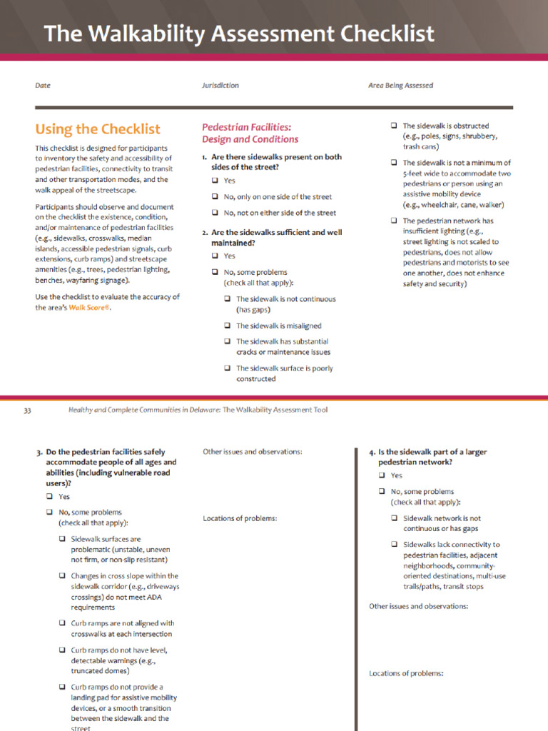 Walkability Assessment Tool | PDF