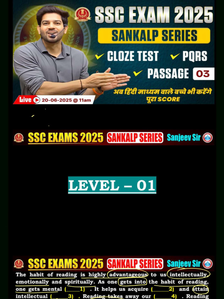 Class - 03 Sankalp Series (Cloze Test) | PDF