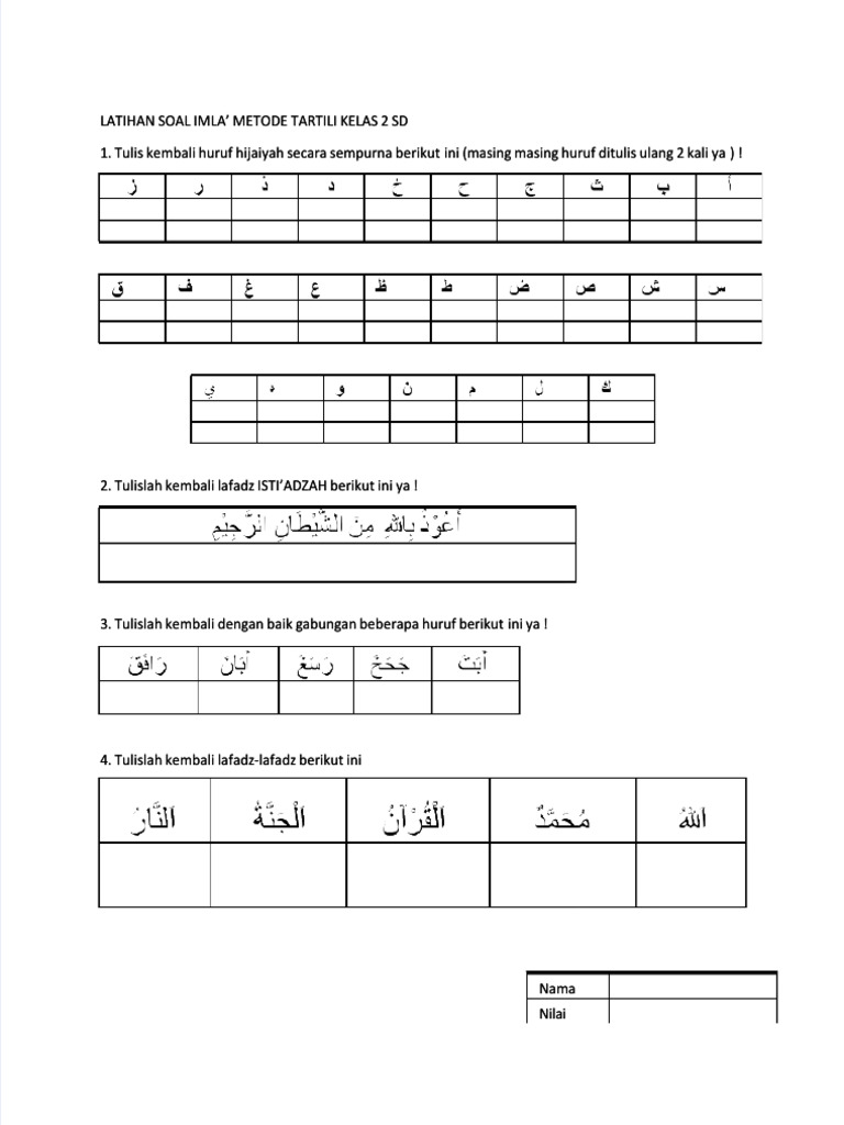 PDF Latihan Soal Imla Kelas 2 Compress | PDF