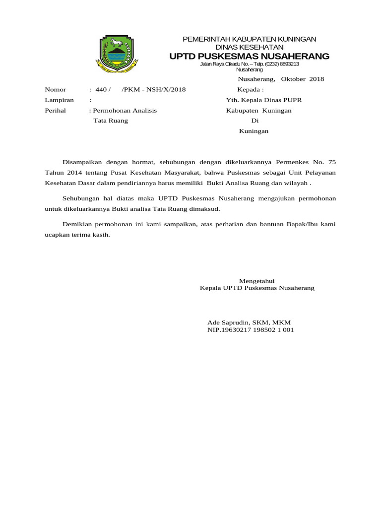 2.1.1.1.2 Dan 3 Surat Permohonan Analisa Kebutuhan Pendirian Puskesmas | PDF