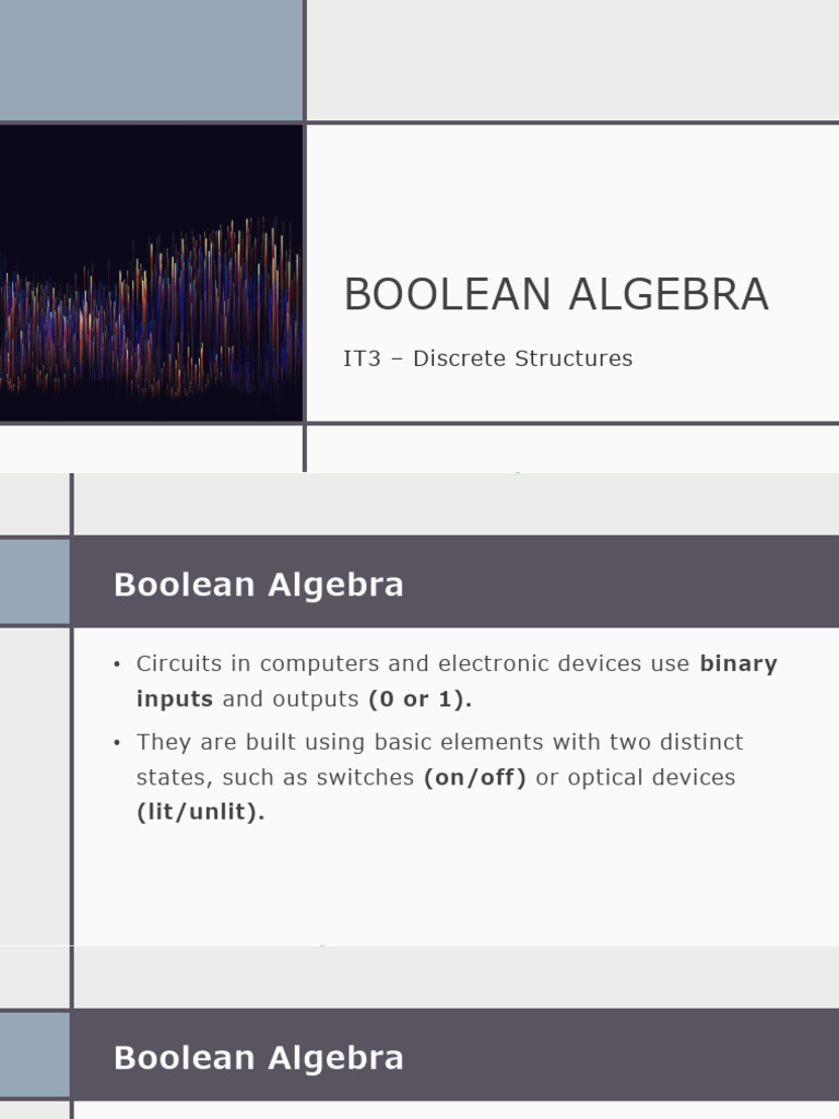 Lesson 5.1 Boolean Algebra | PDF | Boolean Algebra | Teaching Mathematics