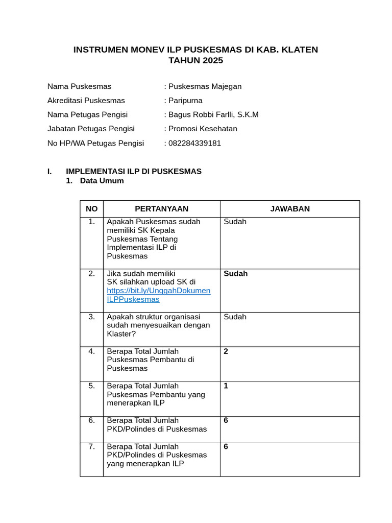 Alur Pelayanan ILP di Puskesmas Klaten | PDF