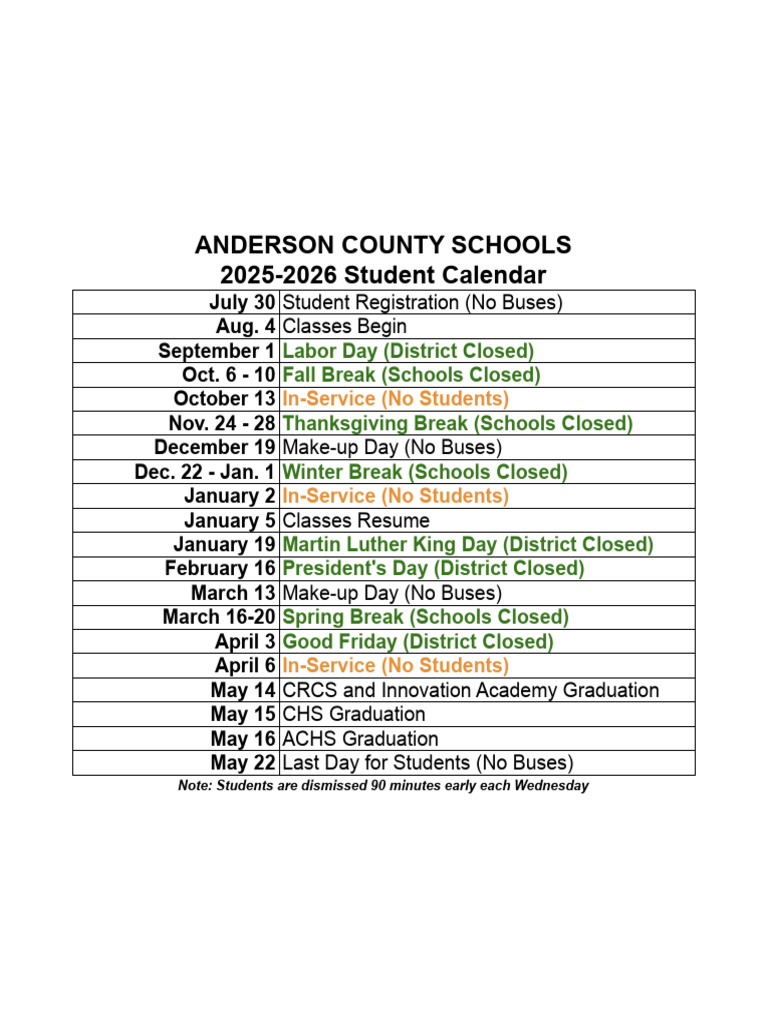 2025-2026 Student Calendar Tentative - XLSX - List View | PDF