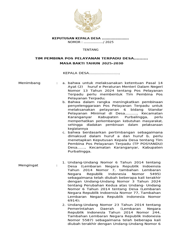 Format SK TP Posyandu Desa | PDF